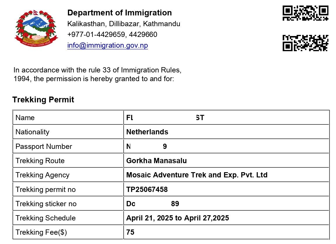 Nepal Restricted Area Permit Fees for 2025